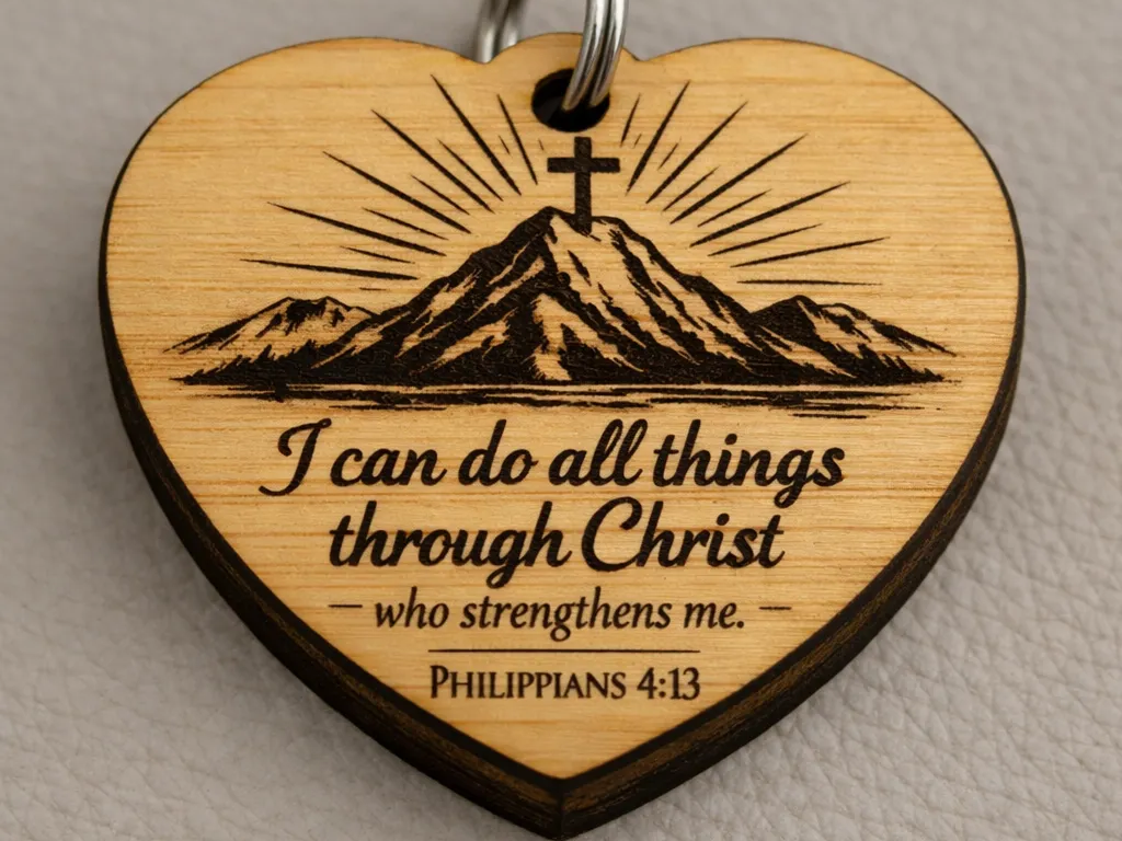 Scripture Keychain with Mountain and Cross | Free Files - Atomm