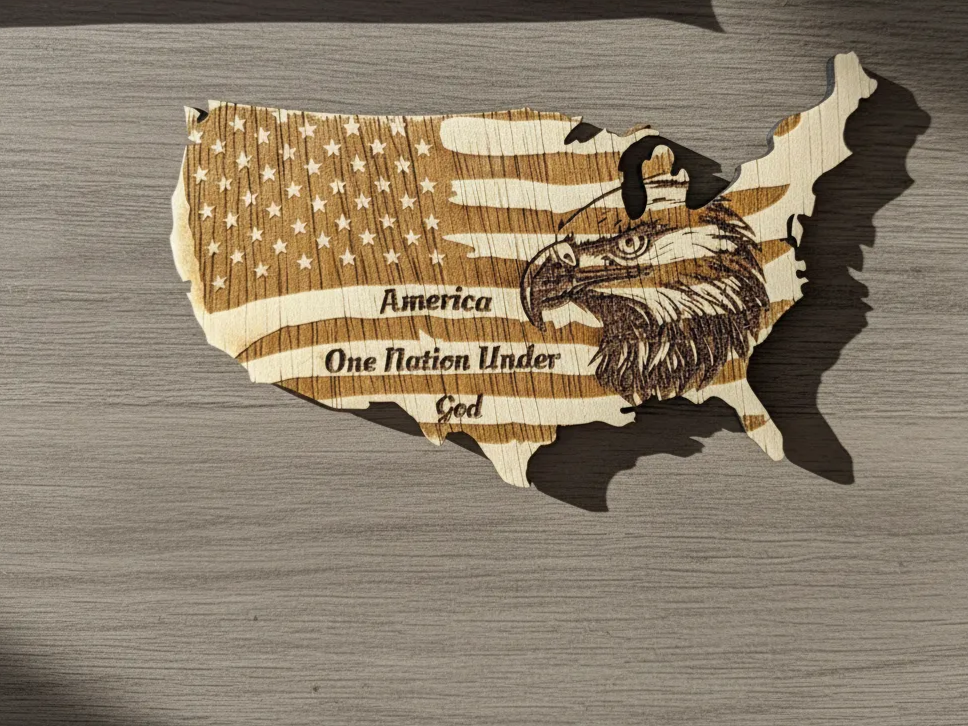 Laser Cut Flag & Eagle Refrigerator Magnet | Free Files - Atomm