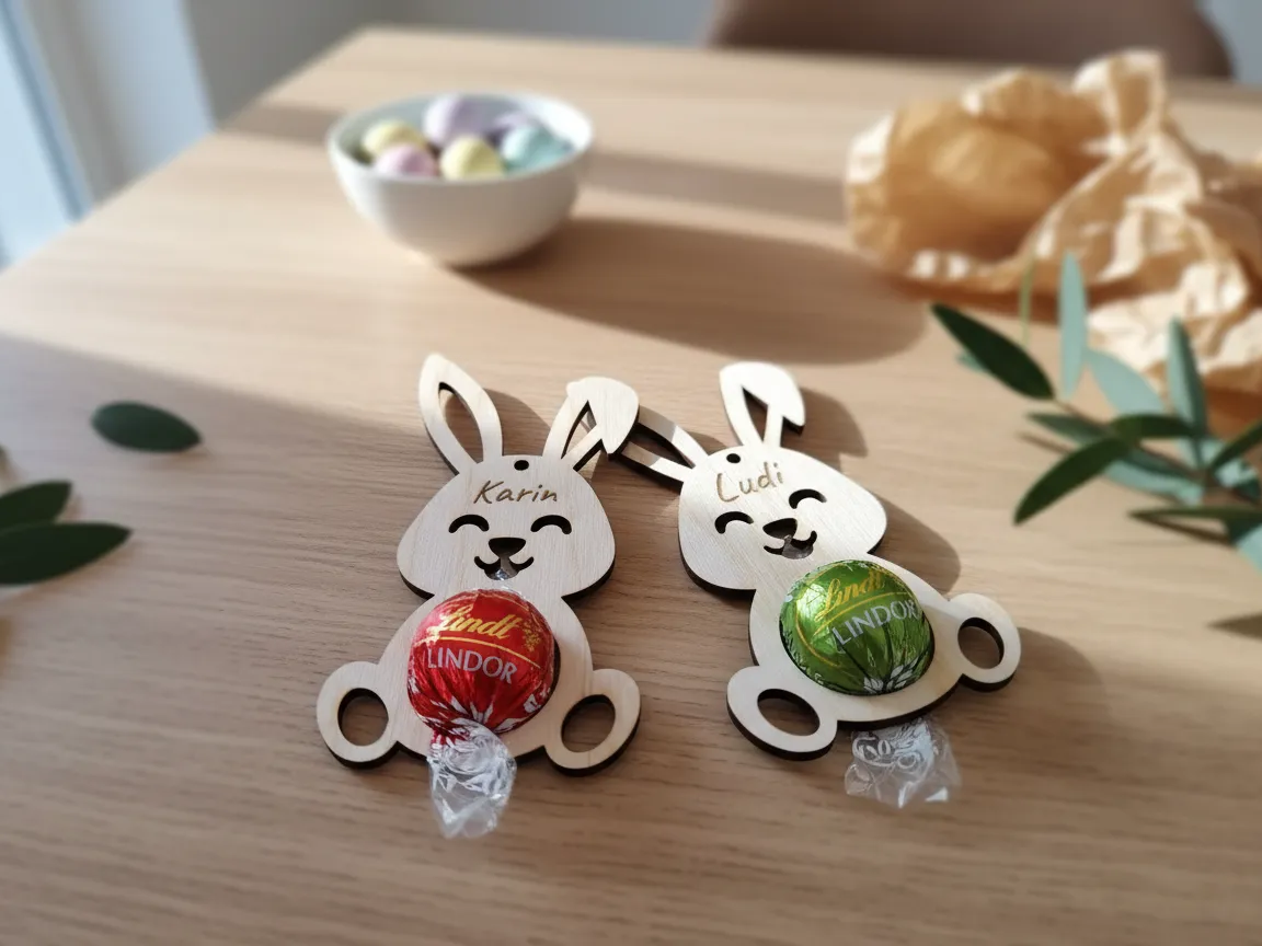 Laser Cut Bunny Chocolate Holders with Personalized Names Karin and ...