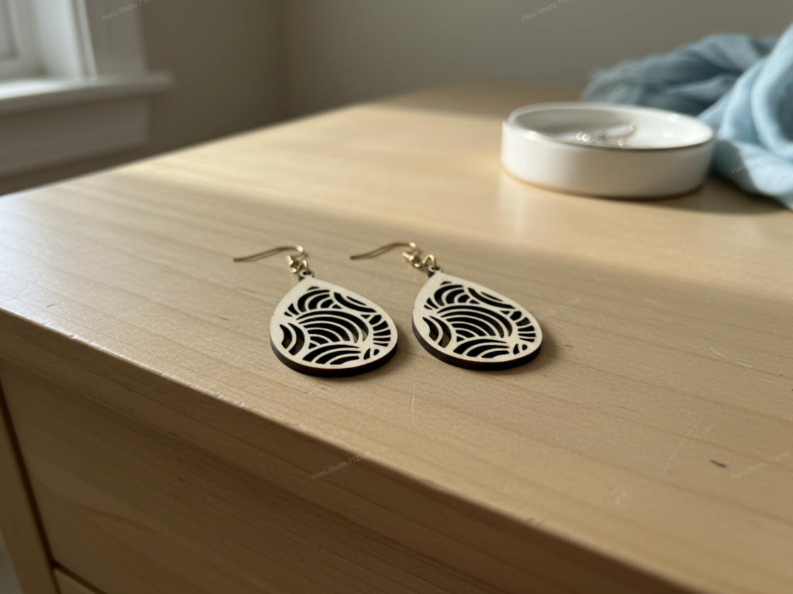 Teardrop Earrings with Japanese Wave Pattern | Free Files - Atomm
