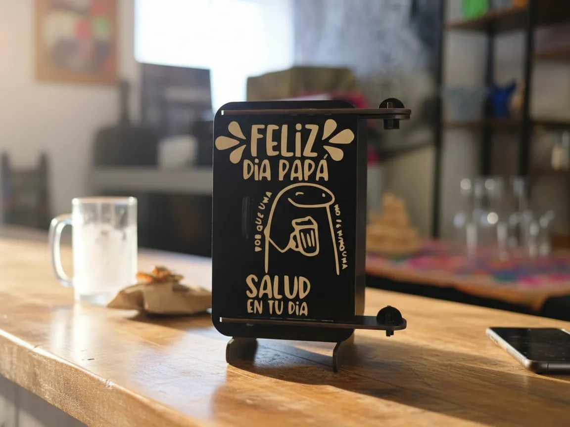 Caja organizadora con mensaje de feliz día papá y diseño de flork ...