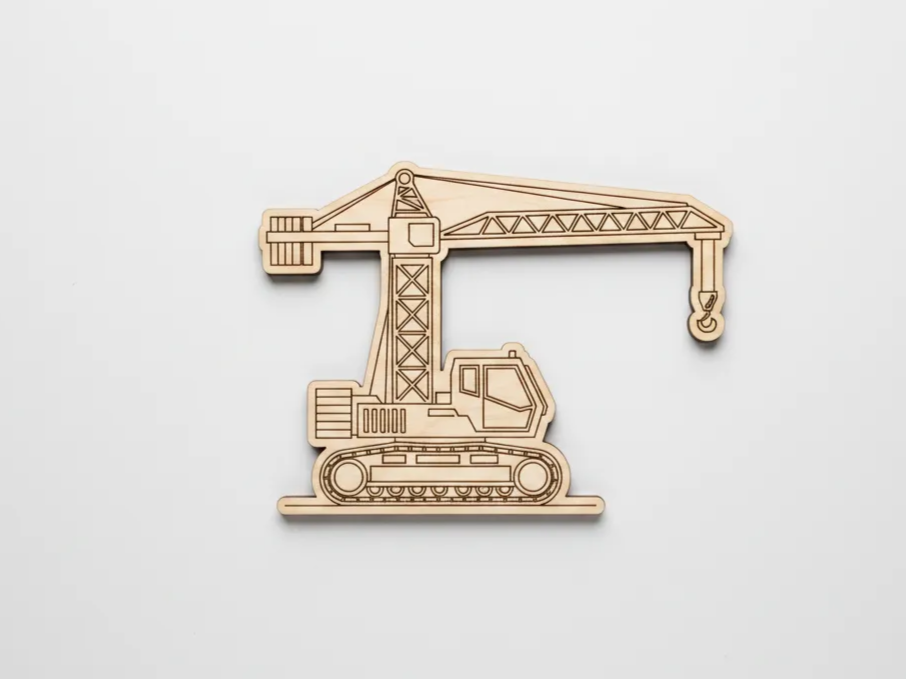 Crane Truck Wooden Cutout SVG | Laser Cut File | Kids Craft Coloring ...