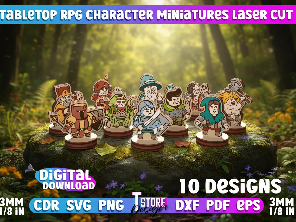 Laser cut and engrave | Tabletop RPG Character Miniatures Laser Cut ...