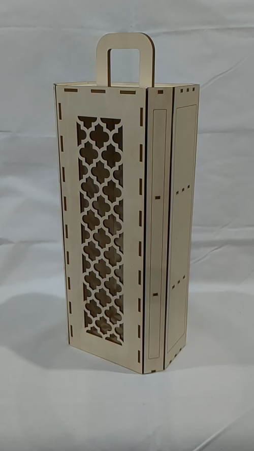 Gift Wine Box with Handle Laser Cut Template, Bottle Holder Laser ...