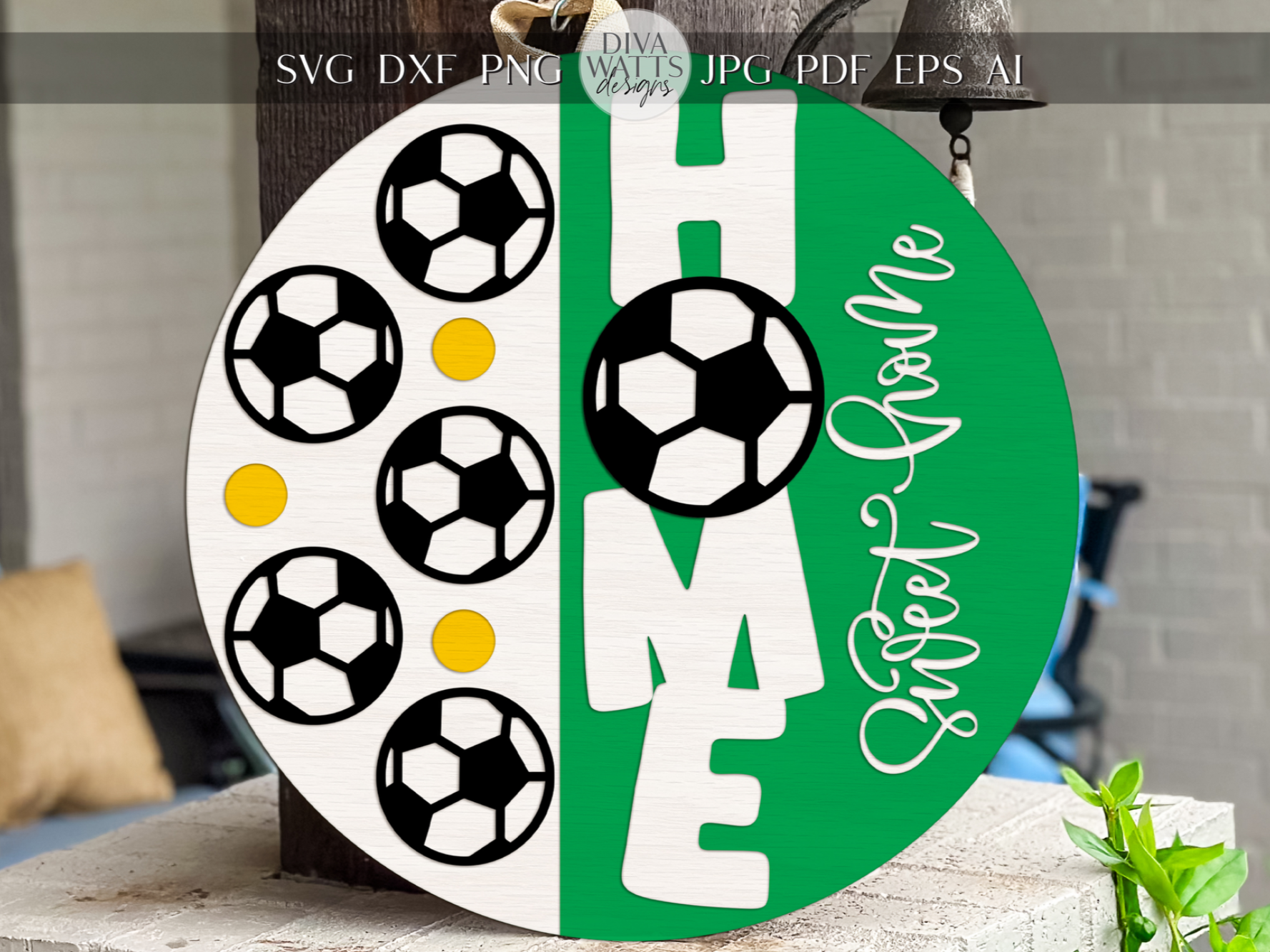 Laser cut and engrave | Soccer Round Sign SVG | Home Sweet Home Sports ...