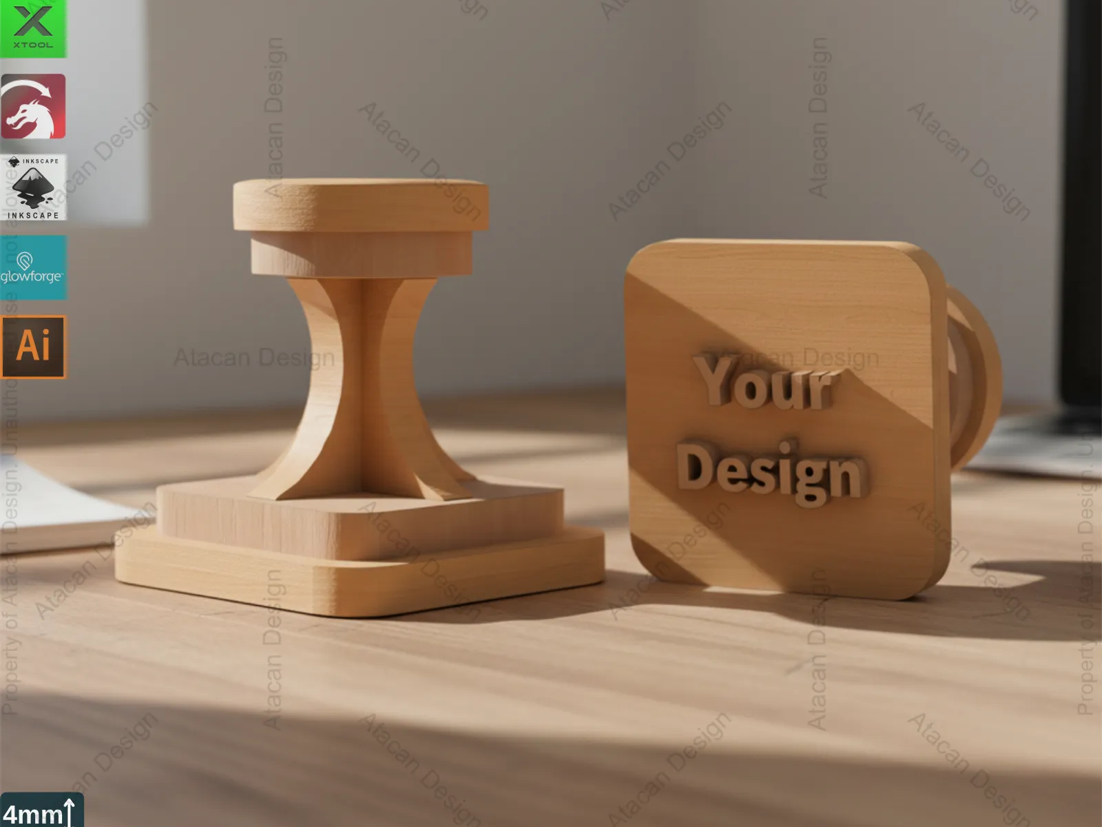 3D Custom Stamp Handle Plan | Personalize Your Stamper | Laser Cut ...