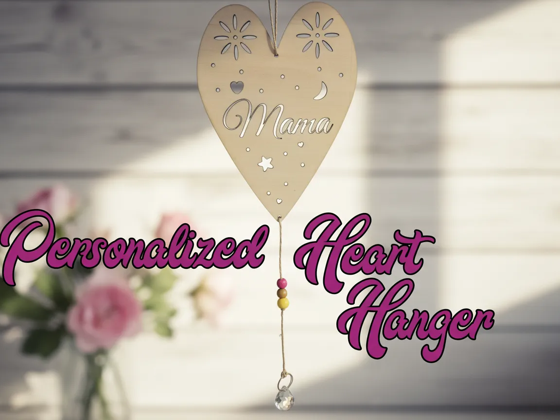 Personalized Laser Cut Wooden Heart Hanger with Beads | Free Files - Atomm