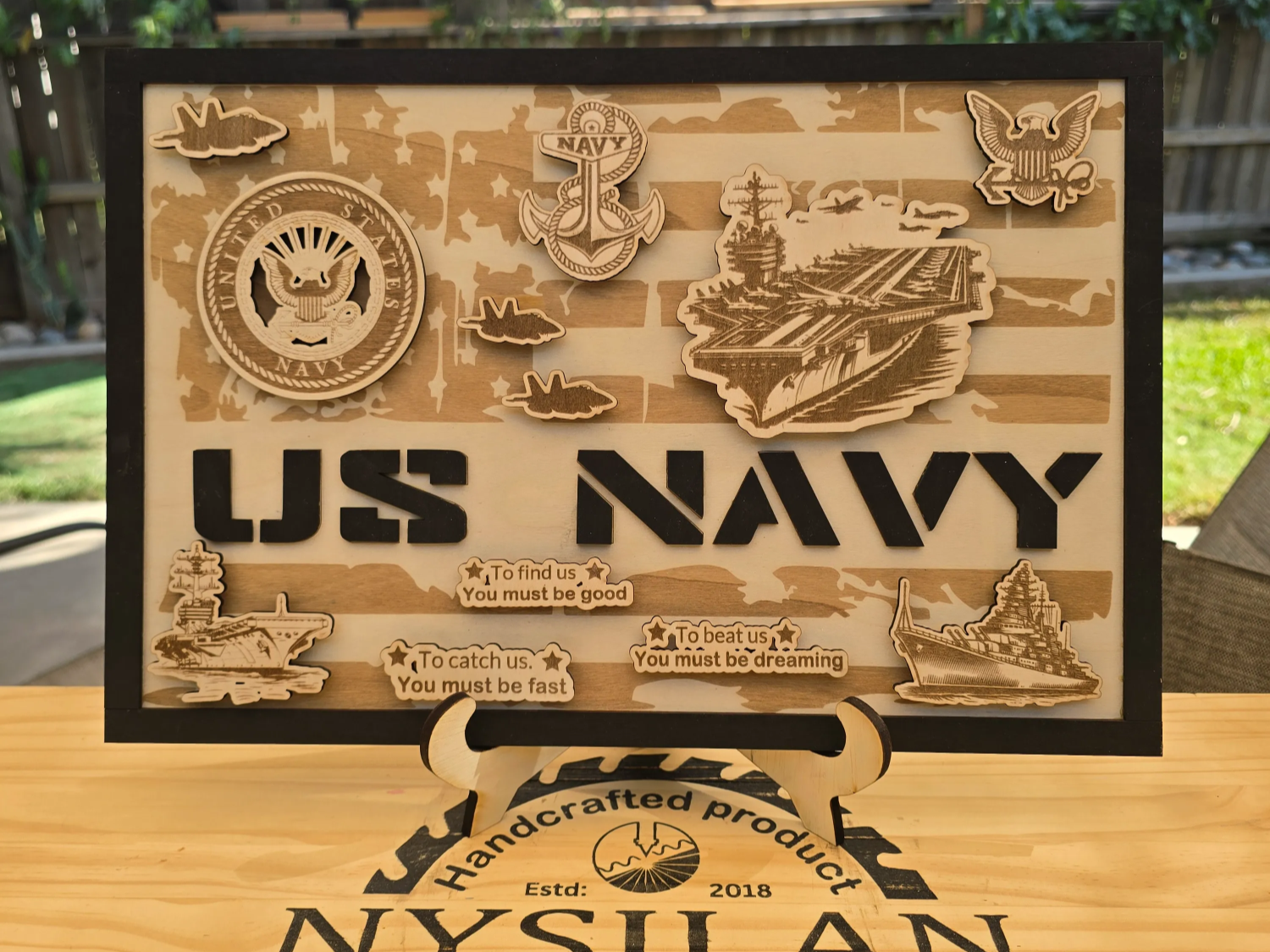 Laser Cut US Navy Themed Wooden Wall Art Decor | Free Files - Atomm