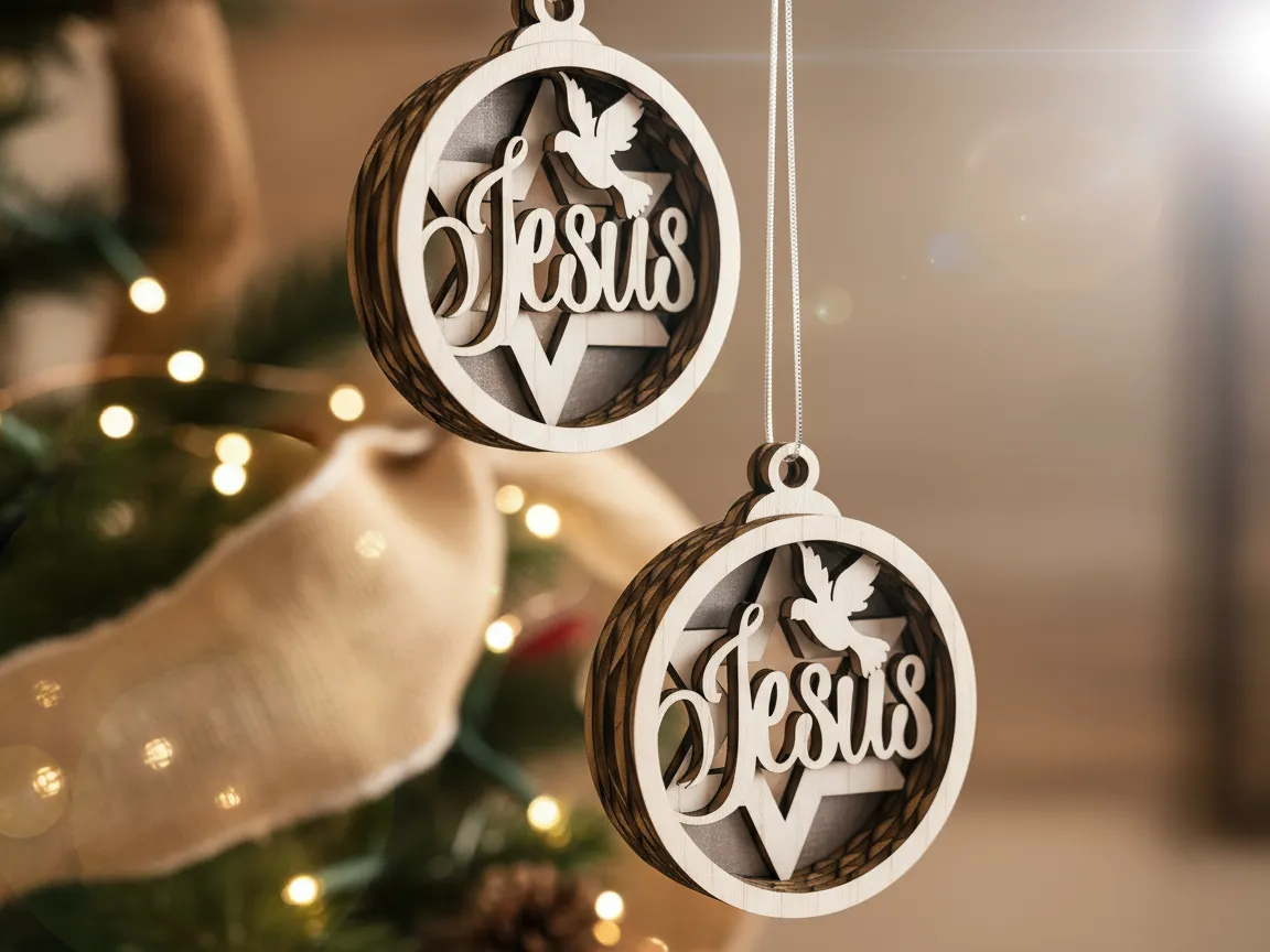 Laser Cut Jesus Christmas Ornaments with Dove Design | Free Files - Atomm