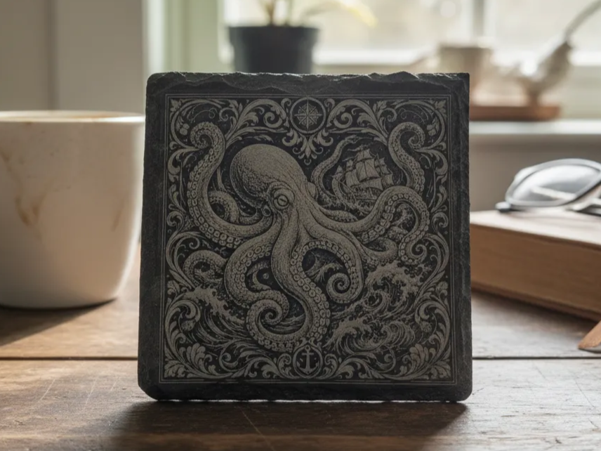 Square Slate Coaster Kragen Design | Free Files - Atomm