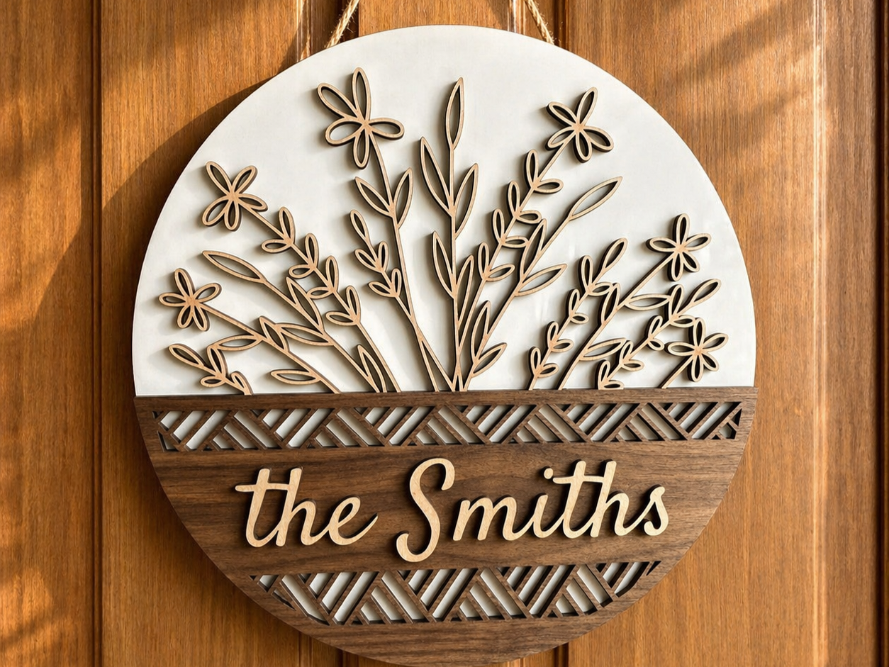 Welcome Door Sign - Laser Cut & Engraving Template | Atomm