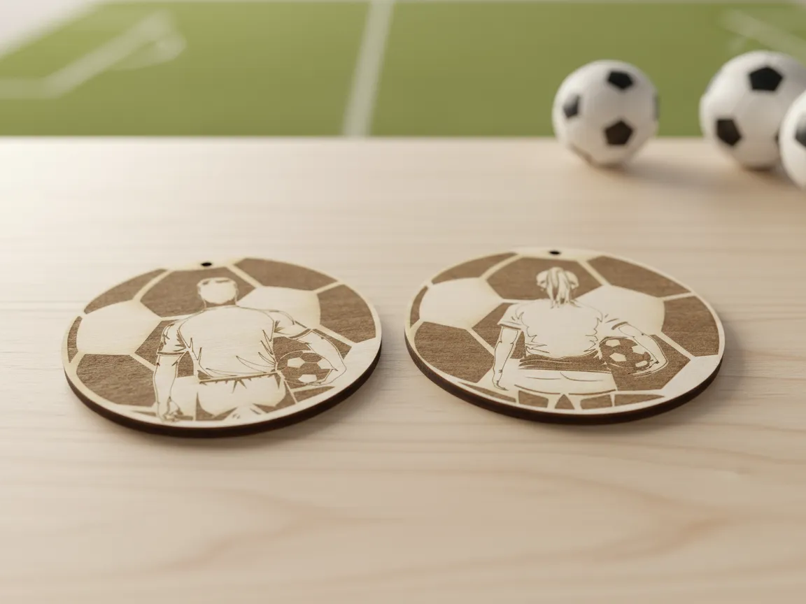 Laser Cut Wooden Soccer Player Coasters Set | Free Files - Atomm