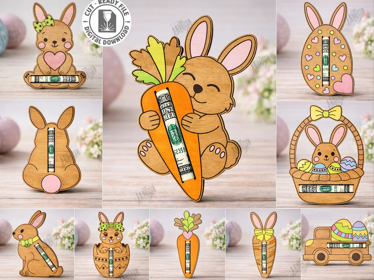 Easter Bunny Money Holders Laser Cut Bundle. Easter Gift Tags. Easter ...