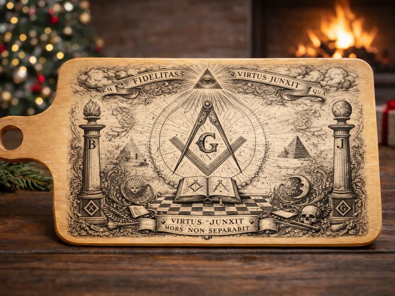 Laser Engraved Masonic Symbol Wooden Cutting Board | Free Files - Atomm