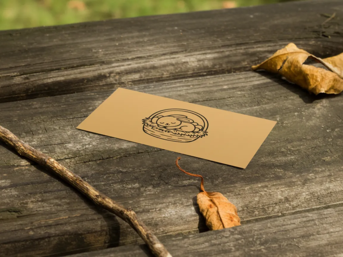 Sleeping Easter Bunny in a Basket Illustration on Gold Card | Free ...