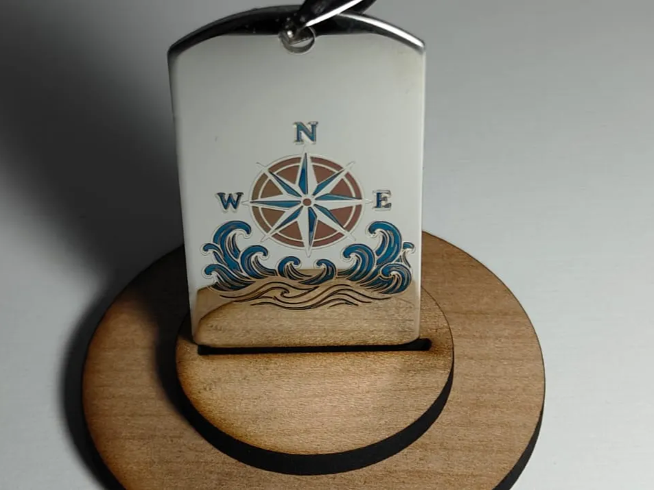 Color Compass Rose with Ocean Waves – Nautical Laser Engraving File for ...