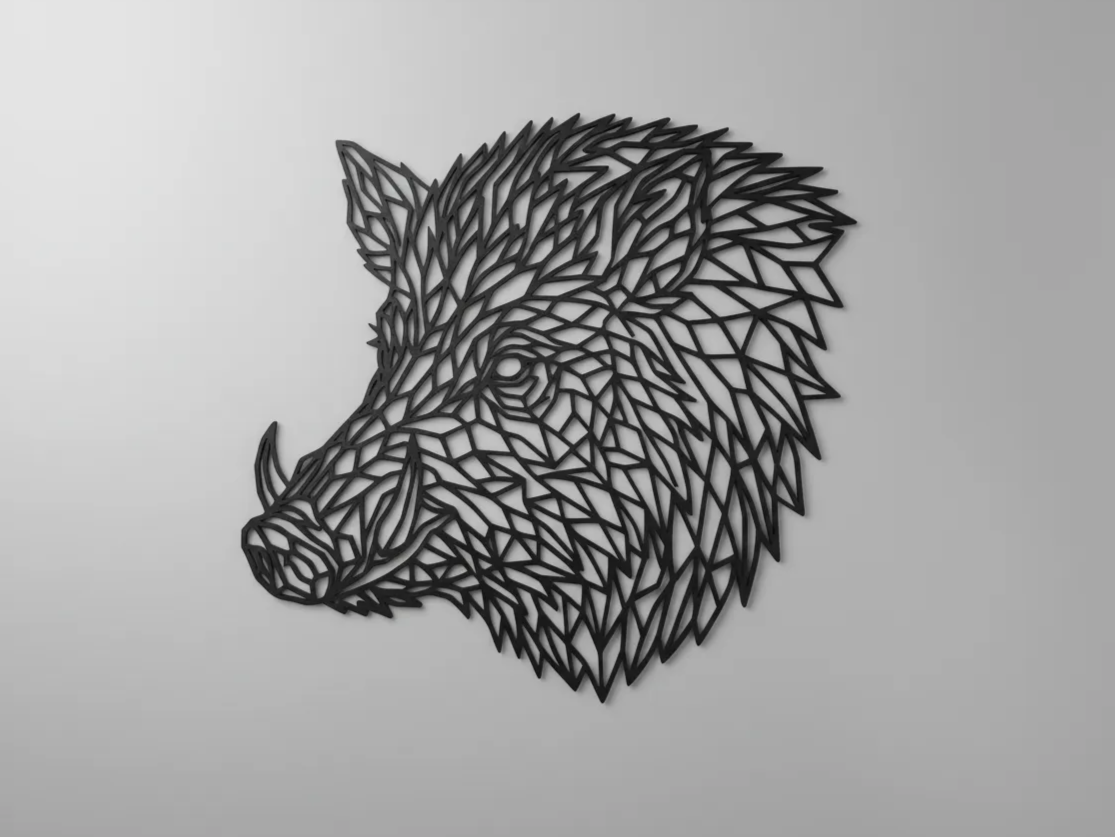 Laser cut and engrave | Boar Wall art | Ready to Use Files - Atomm