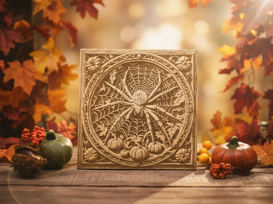 Laser Engraved Wooden Halloween Spider Web Wall Art Decor | Ready to ...