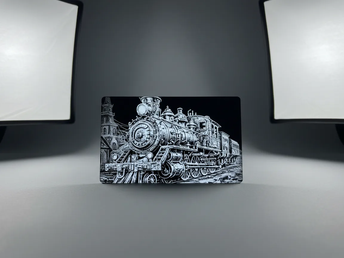 Laser Engraved Vintage Steam Train Metal Card | Free Files - Atomm