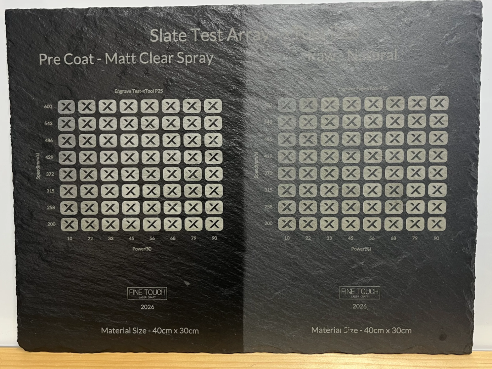 Slate Engrave Test Array_Pre Matt Clear Coat and Raw | Free Files - Atomm