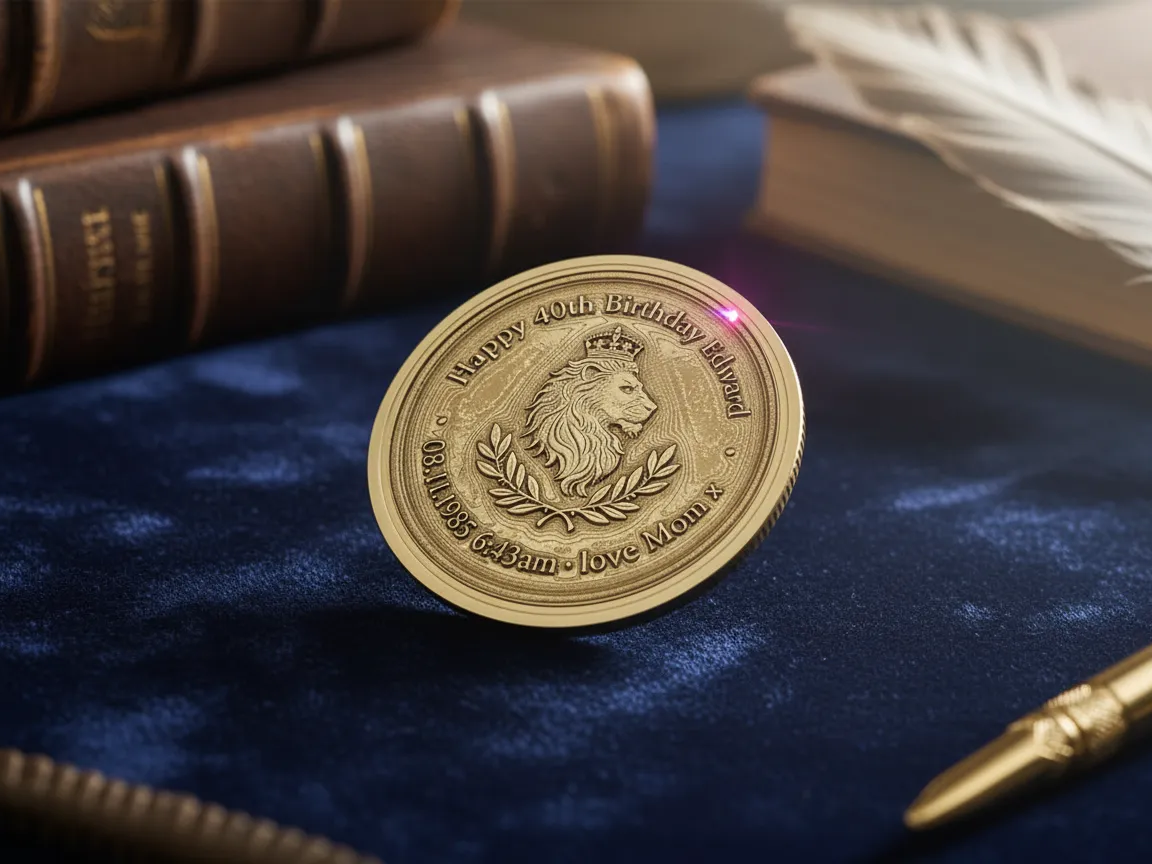 Engraved Gold Birthday Coin with Lion and Personalized Message | Free ...