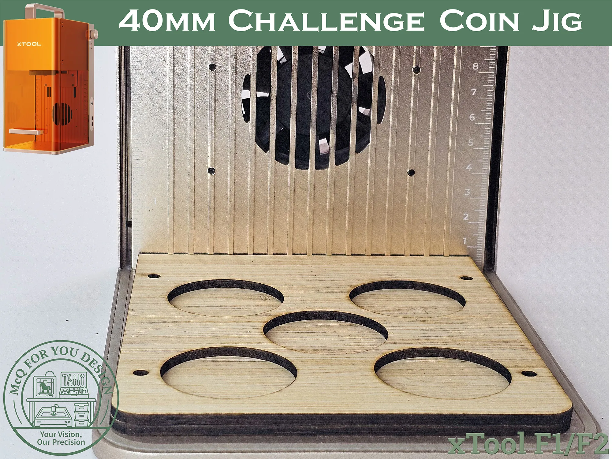 40mm Challenge Coin Alignment Jig | xTool F1/F2 | Free Files - Atomm