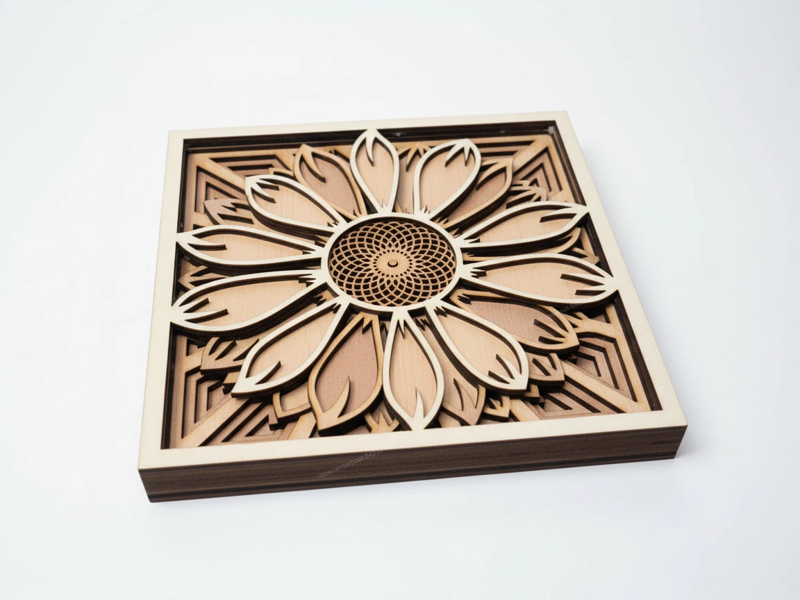 7 Layers Wooden Sunflower Square Wall Art | Free Files - Atomm