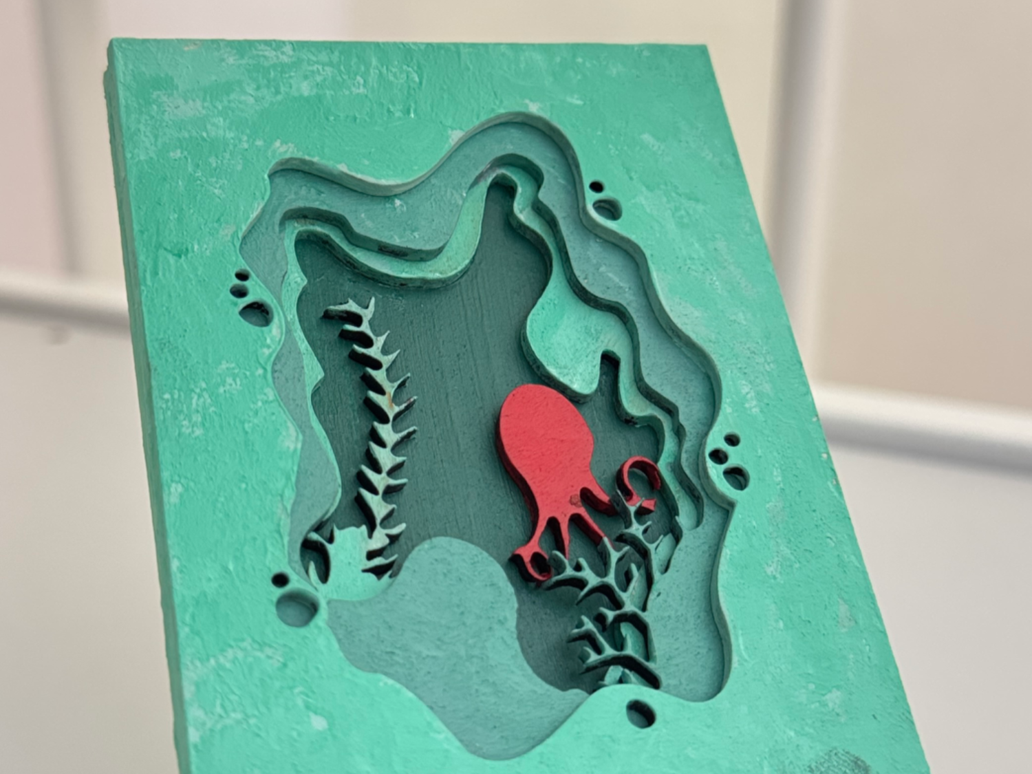 Laser cut and engrave | Layered Laser Cut Ocean Scene Wall Art with Red ...