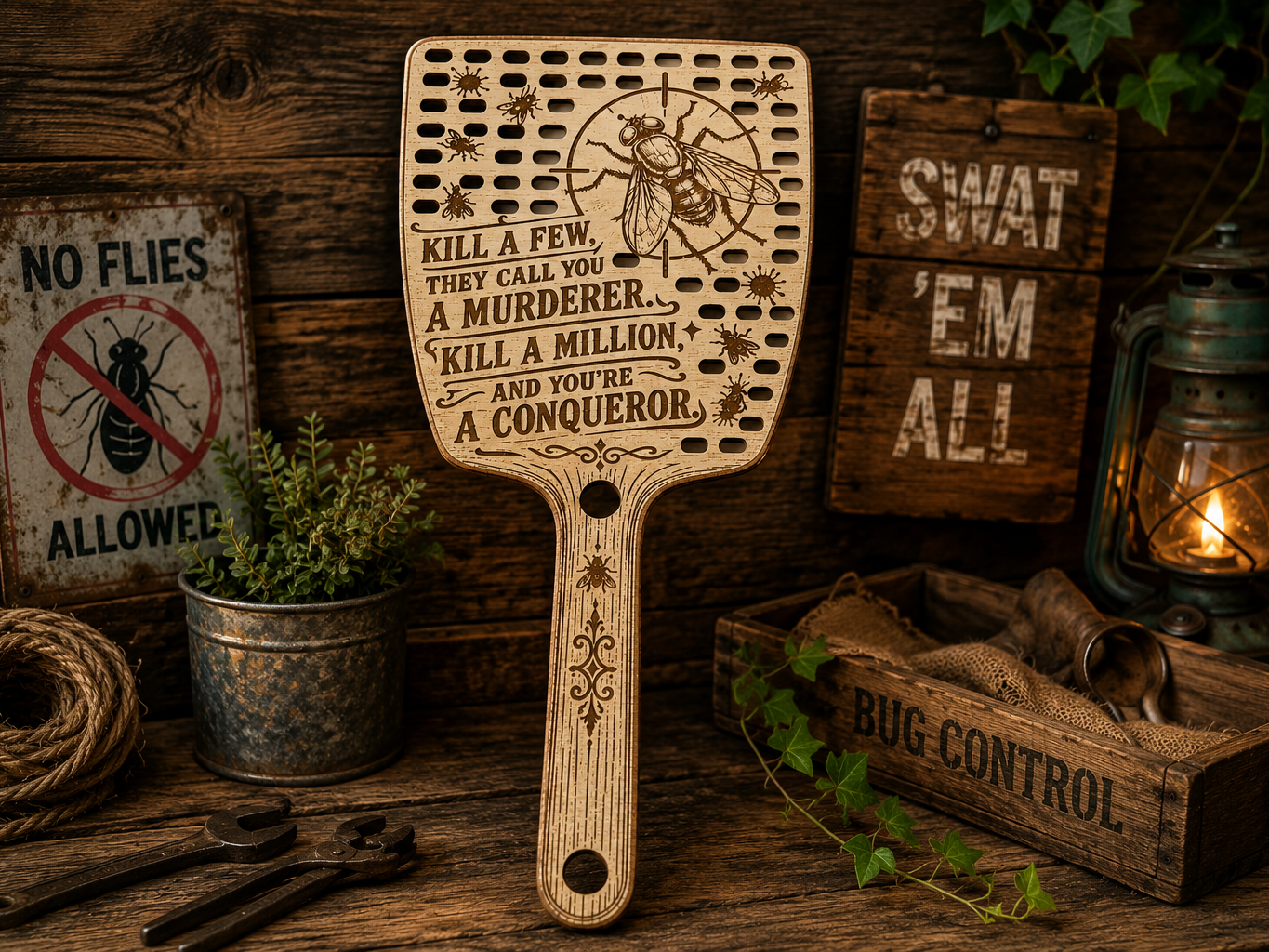 Conqueror Fly Swatter Engrave and Cut | Free Files - Atomm