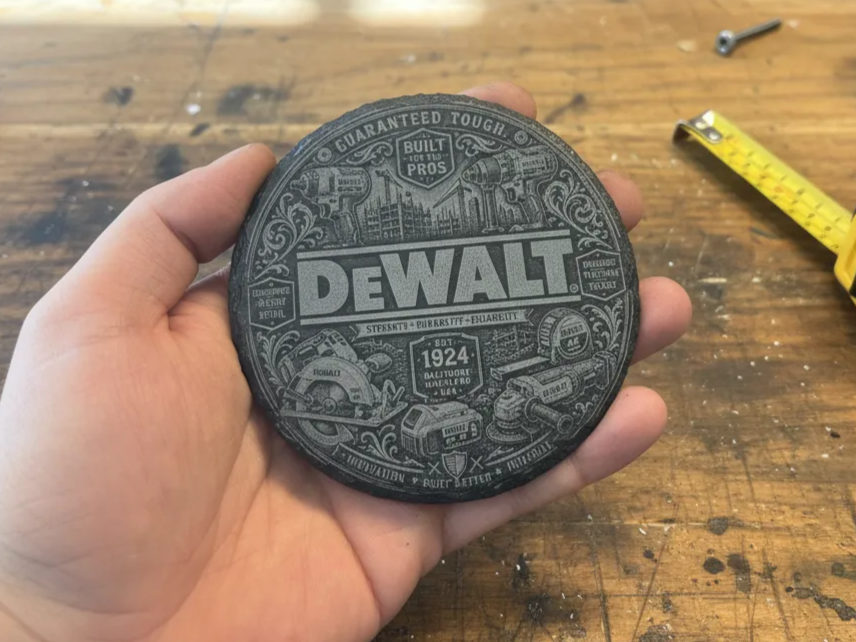 Dewalt Branded Round Slate Stone Coaster | Free Files - Atomm