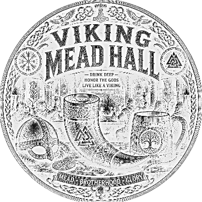 Viking Mead Hall Round Slate Coaster with Norse Mythology Artwork ...