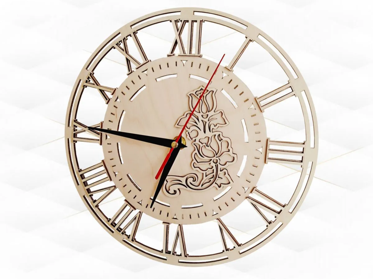 Wall clocks with flower pattern, svg dxf design, laser cutting file ...
