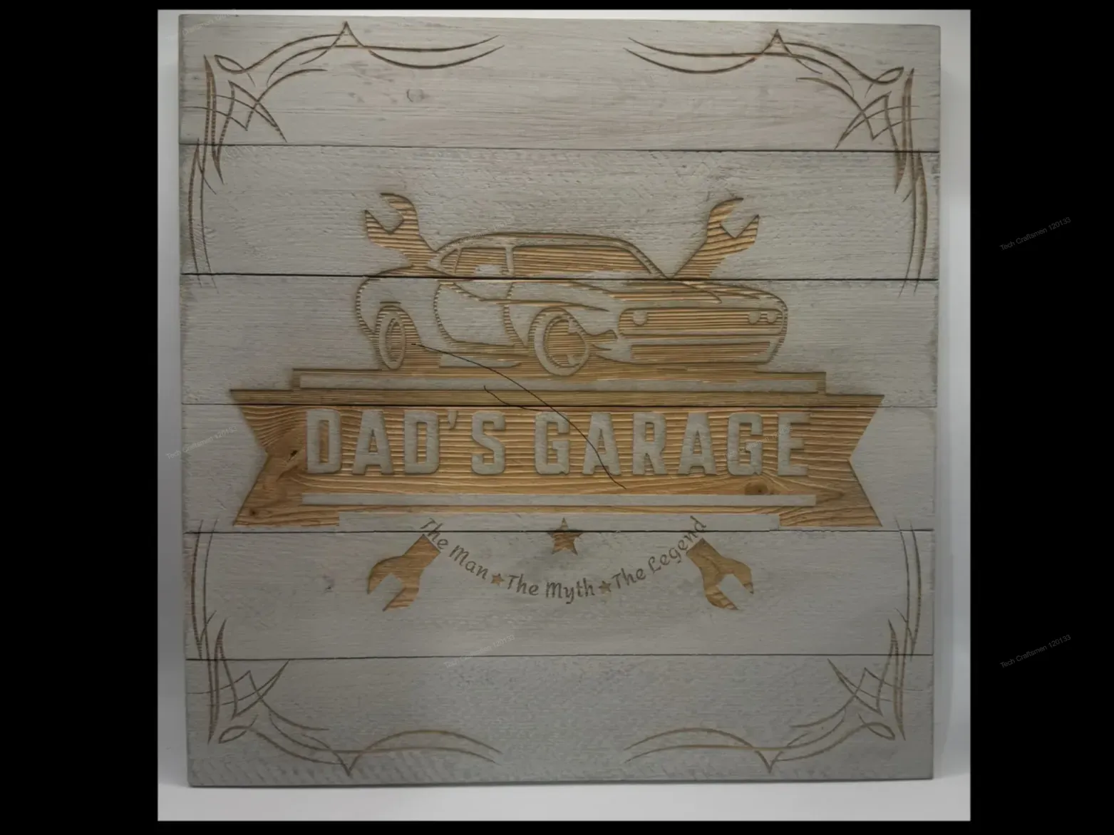 Laser Engraved Dad's Garage Wood Sign The Man The Myth The Legend ...