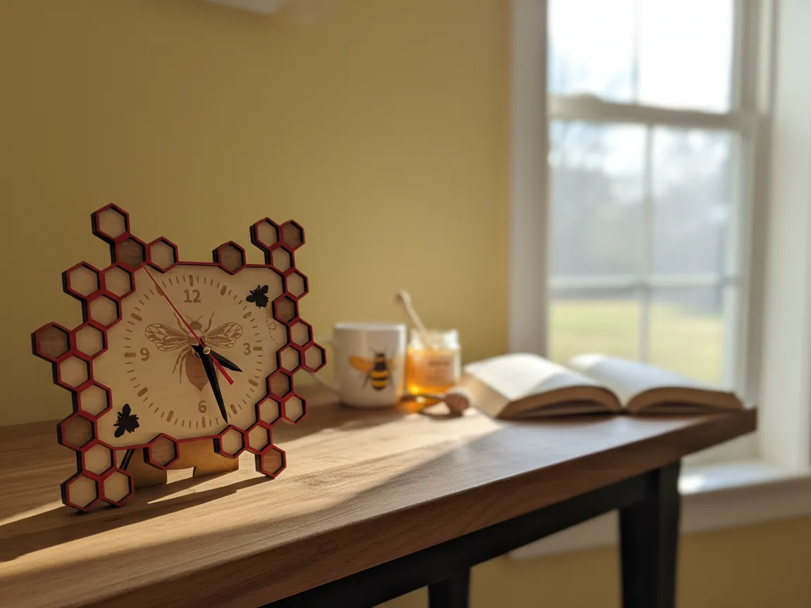 Honeycomb Bee Themed Desk Wall Clock | Free Files - Atomm