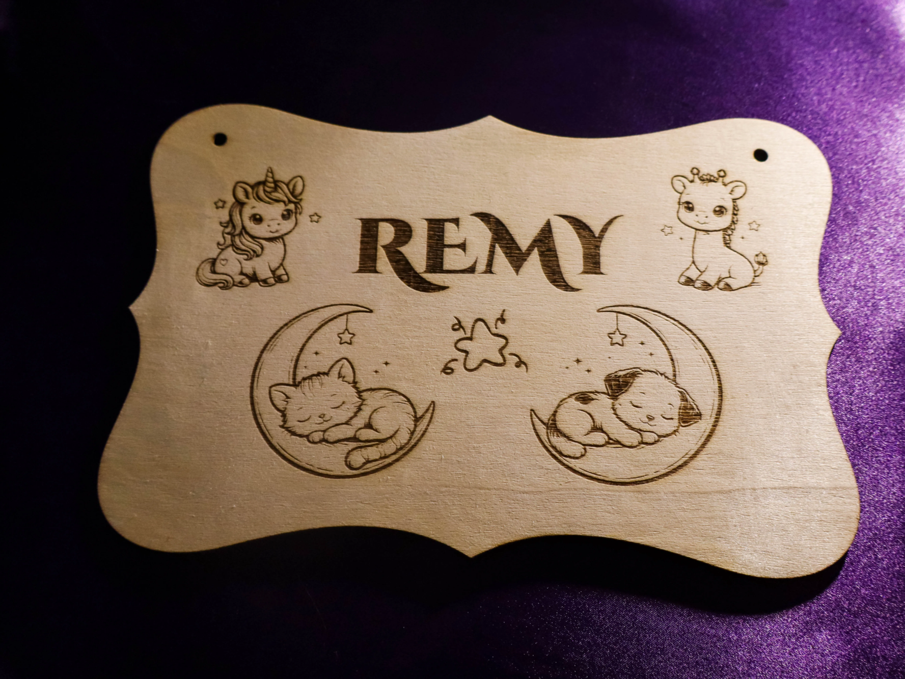 Personalized Child Name Sign with Sleeping Animals and Unicorn Motif ...