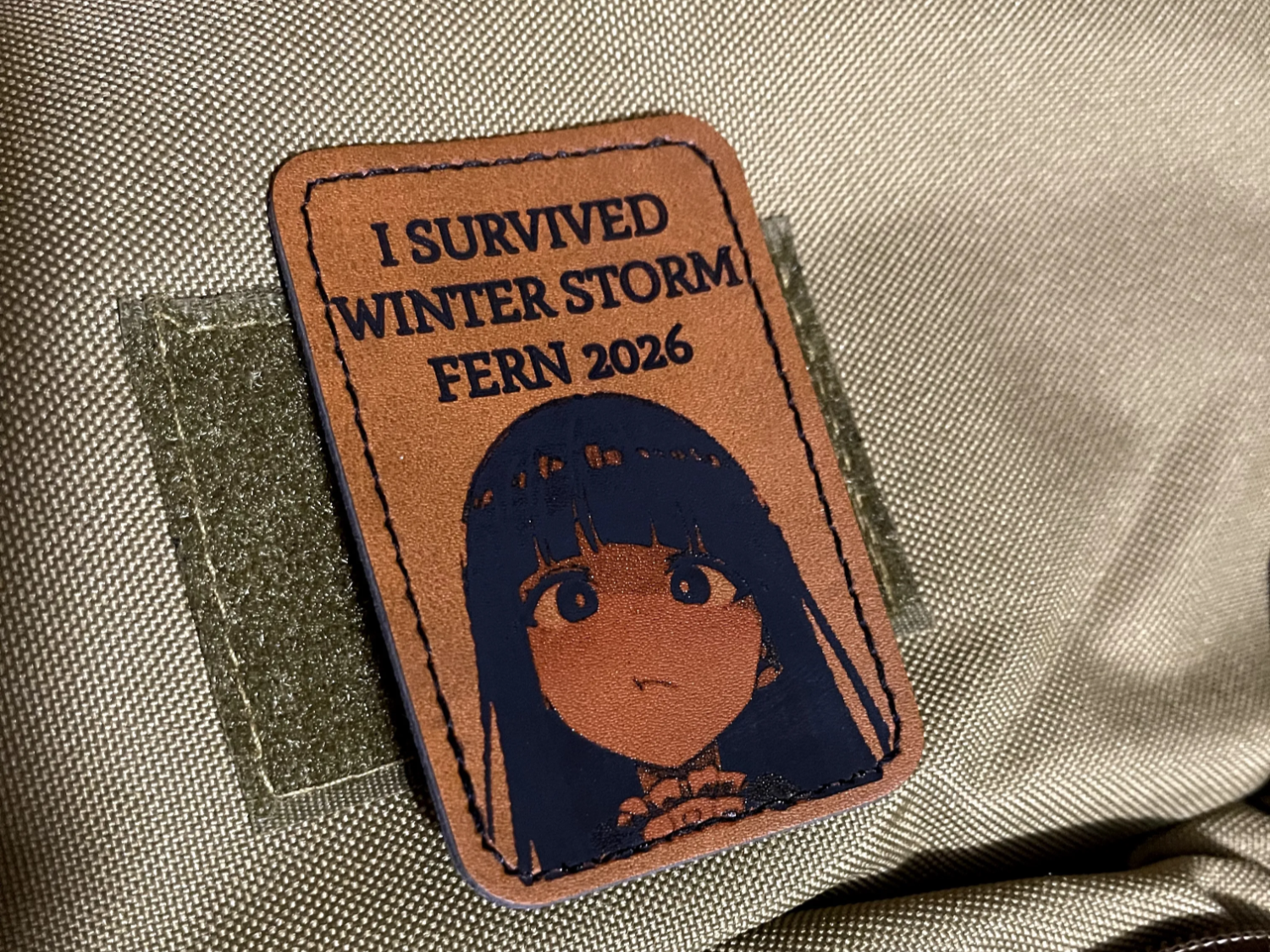 Leather Patch I Survived Winter Storm Fern 2026 with Anime Girl | Free ...