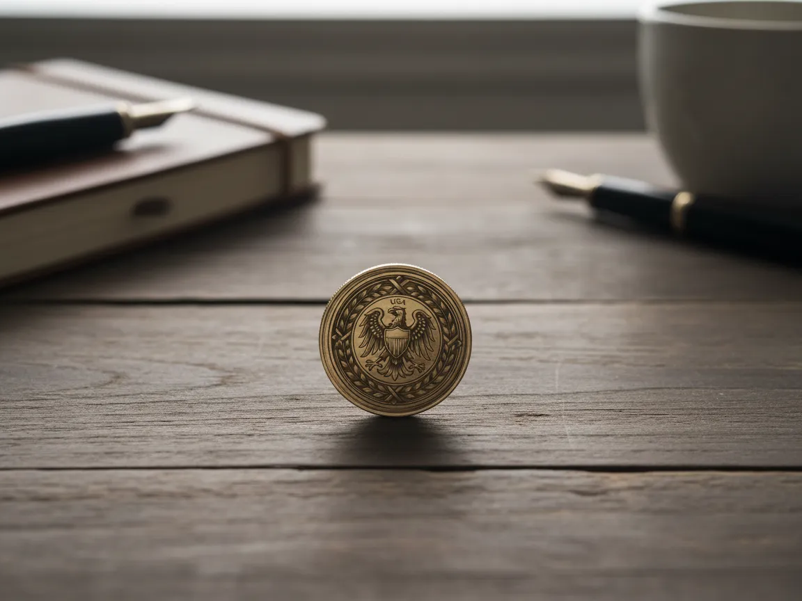 Engraved Eagle Seal Stamp with Wooden Handle on Desk | Free Files - Atomm