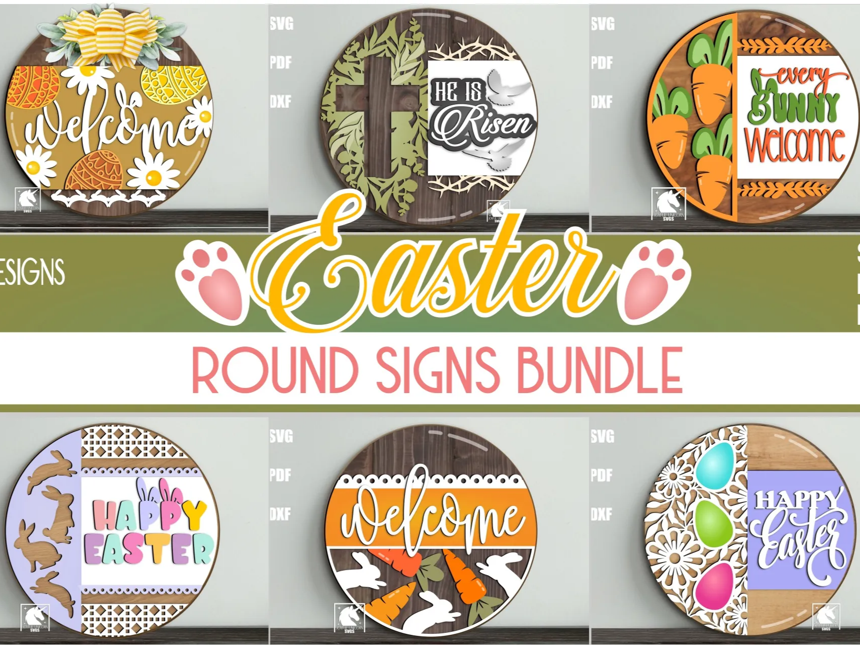 Easter Wooden Signs SVG Bundle, Easter Door Hangers Bundle, Laser cut ...