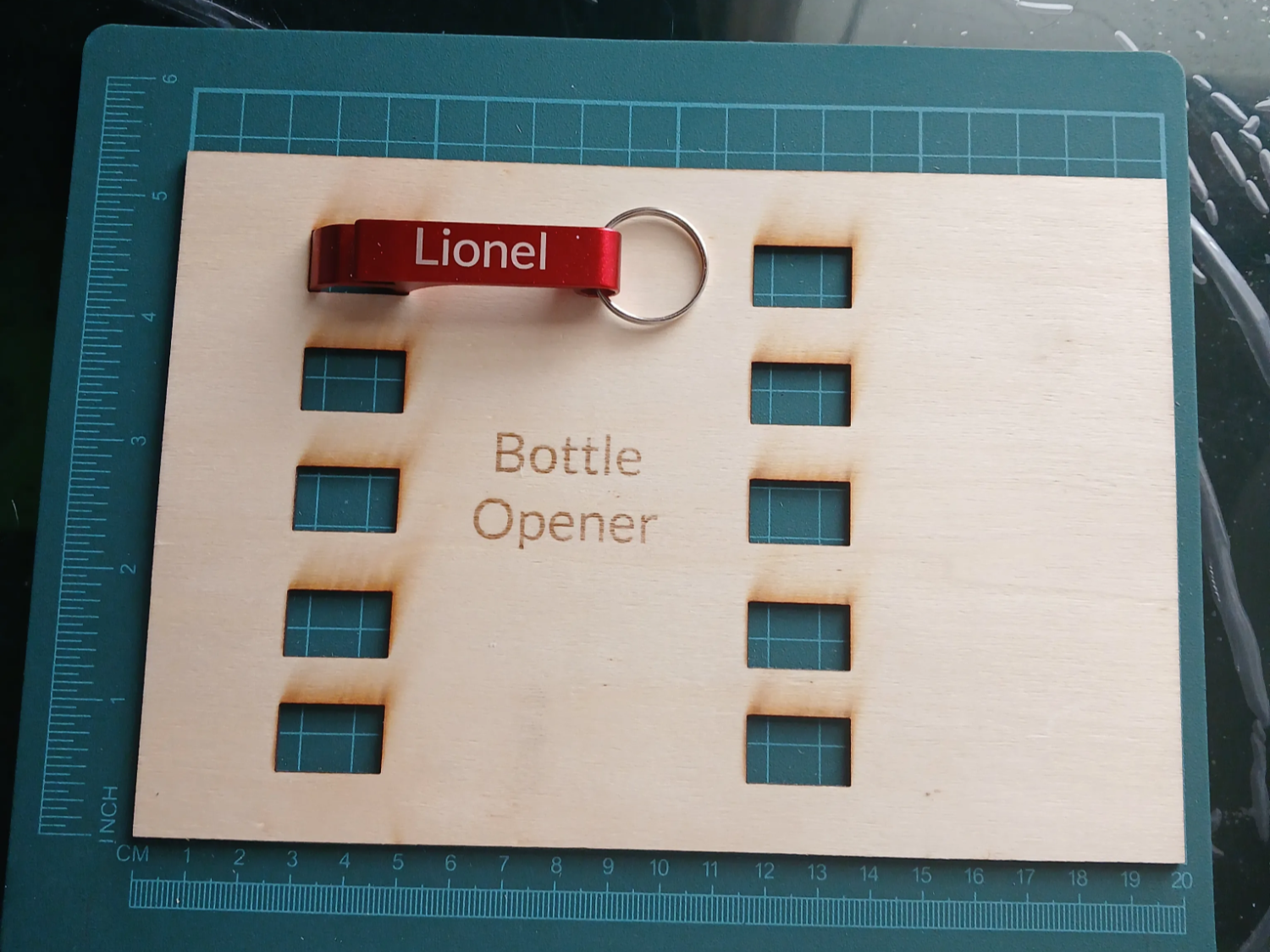 Laser Cut Wooden Display Board with Engraved Bottle Opener Label | Free ...