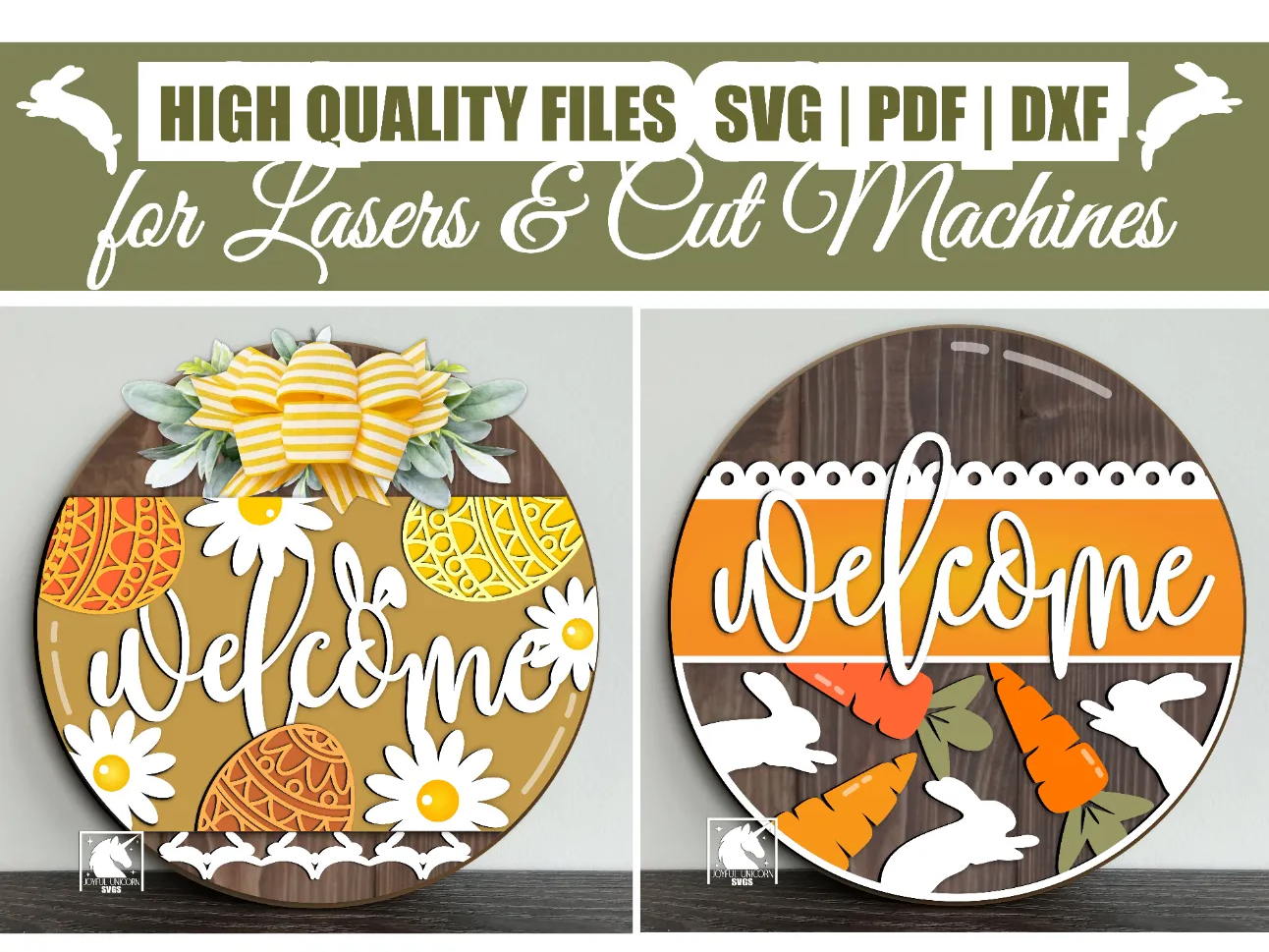 Easter Welcome Signs SVG Bundle, Easter Bunny welcome Sign, Easter Eggs ...