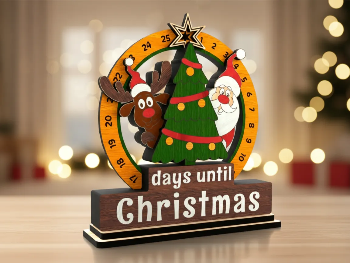 Christmas Countdown Calendar | Santa & Reindeer Advent Laser Cut File ...