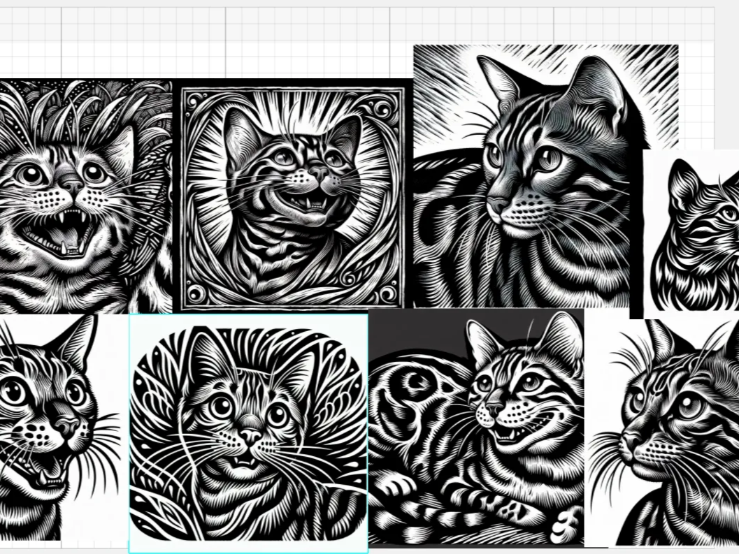 Laser Engraved Cat Portraits Wall Art Set in Black and White bengal ...