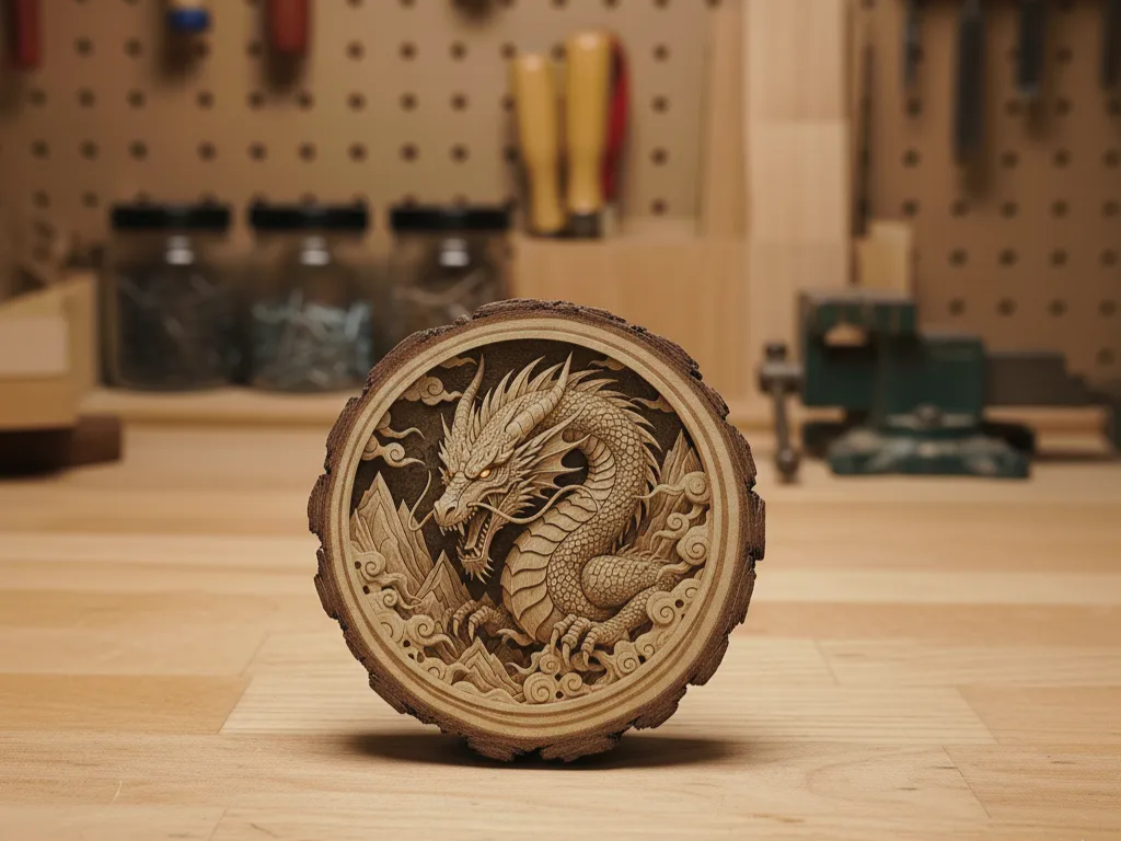Laser Engraving Pine Wood Dragon Wall Art Decor | Free Files - Atomm