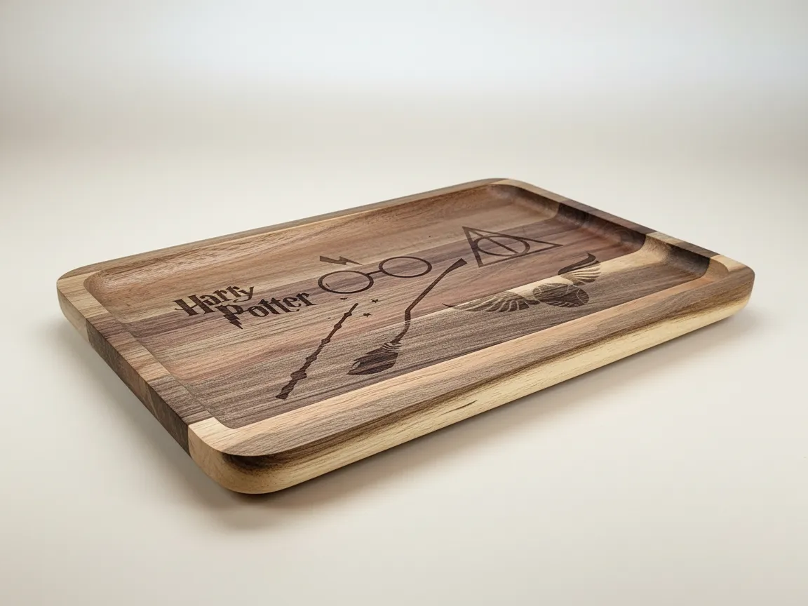 Laser Engraved Harry Potter Wooden Serving Tray with Magical Symbols ...